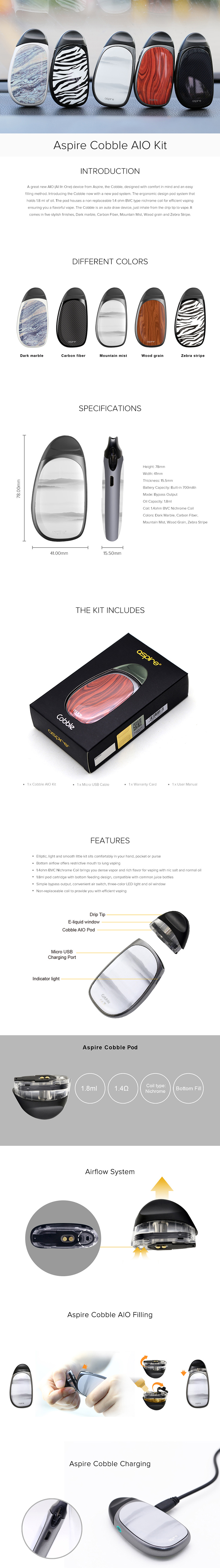 Aspire Cobble AIO Kit 700mAh