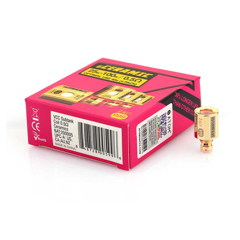 ATOM gCeramic VCC Kanger Coils 0.5ohm for 25W-100W (4 pcs)